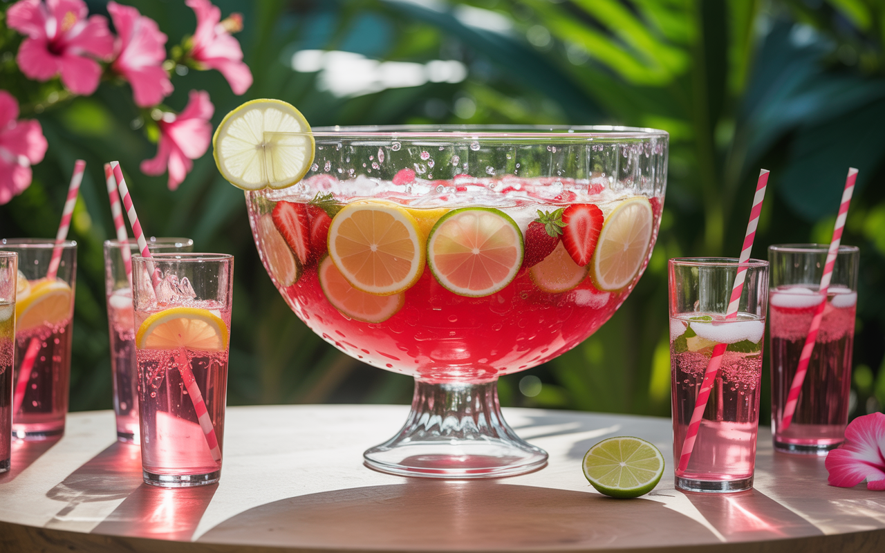 Pink Lemonade Punch Non Alcoholic Recipe for Parties - Sparkling Moods